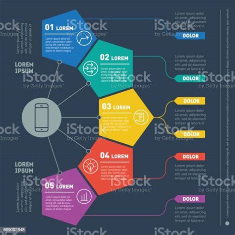 다섯 가지 옵션 비즈니스 프리 젠 테이 션 개념 정보 차트 또는 다이어그램의 웹 템플릿입니다 교육 또는 기술 프로세스의 인포 그래픽 템플릿입니다 아이콘이 설정 된 보고서의