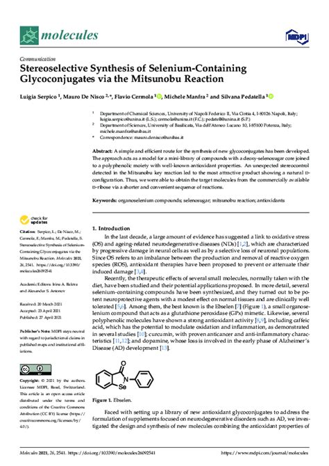 Pdf Stereoselective Synthesis Of Selenium Containing Glycoconjugates
