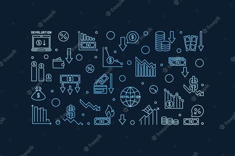 Premium Vector Devaluation Vector Blue Horizontal Banner Currency Depreciation Linaer Illustration