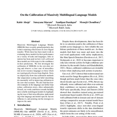 On The Calibration Of Massively Multilingual Language Models Acl