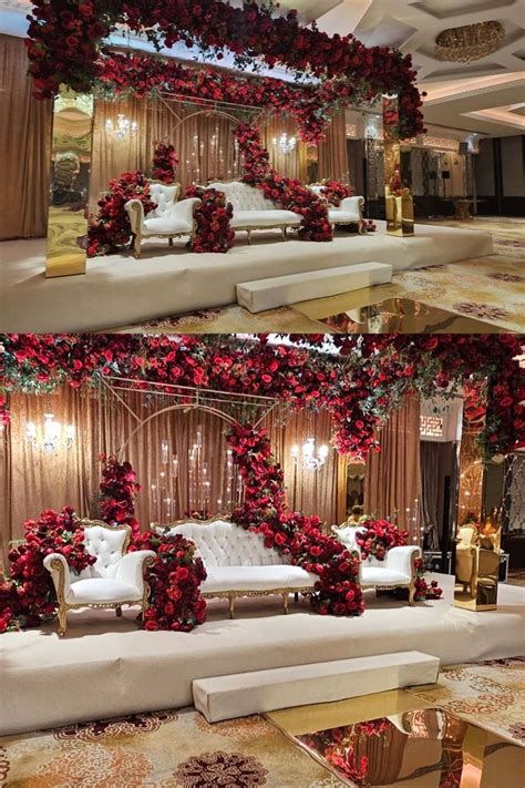 Red Theme Stage Wedding Decor Grand Sapphire London Wedding