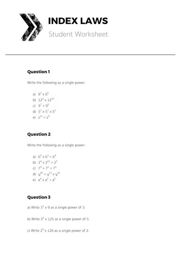 Index Laws Complete Lesson Teaching Resources