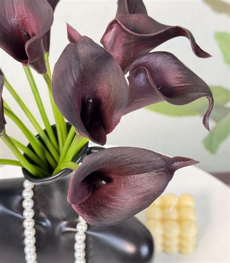 Faux Dark Plum Calla Lily Stem，artificial Calla Lily Flower，flower