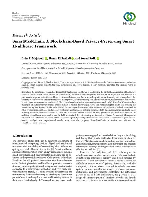 Pdf Smartmedchain A Blockchain Based Privacy Preserving Smart