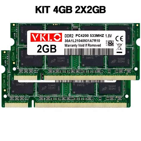 Kit Ddr2 4gb 2x2gb Memória Ddr2 533mhz Pc2 4200 P Notebook Vklo