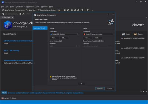 Dbforge Schema Compare For Redshiftpostgresql Dbms Tools