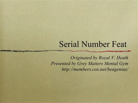 Serial Number Feat Ppt
