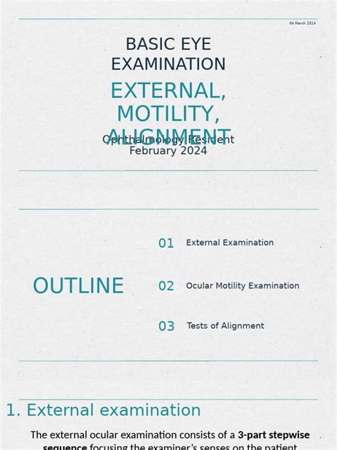 1 Basic Eye Examination External Ocular Motility And Alignment Pdf
