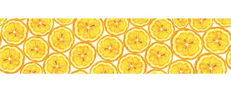 둥근 레몬은 이음새가 없는 수채화 테두리를 조각합니다 잘 익은 육즙이 많은 과일 조각 신맛 펄프 향 씨앗이있는 이국적인 감귤류 장식 섬유 디자인 문구류 웹을위한 밝은 여름