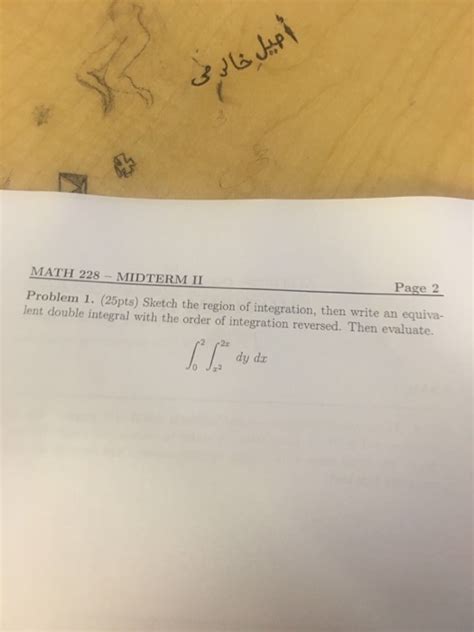 Solved Sketch The Region Of Integration Then Write An