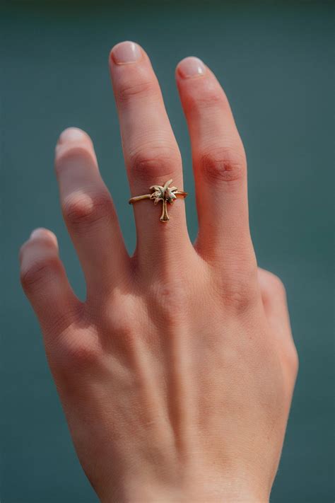 Palm Tree Ring 14K Gold Plated Palm Tree Ring Adjustable Etsy