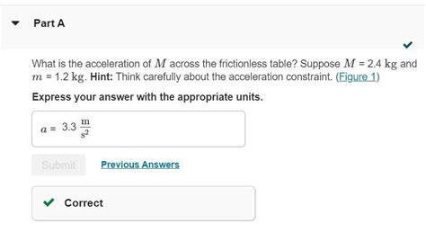 Solved What Is The Acceleration Of M Across The Frictionless