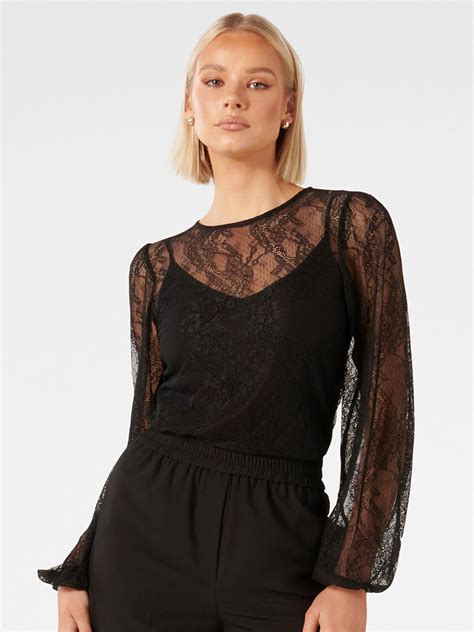 Buy Forever New Self Design Long Sleeves Sheer Top Tops For Women