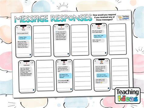 Text Message Responses Teaching Ideas
