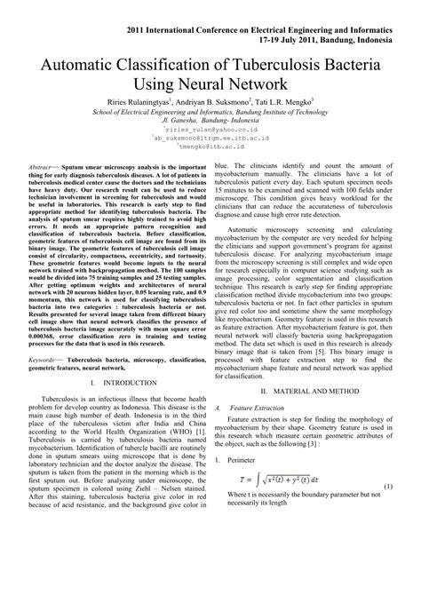 pdf automatic classification of tuberculosis bacteria using neural