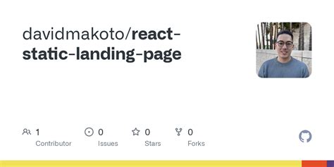 github davidmakoto react static landing page