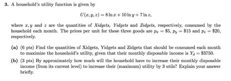 solved a household s utility function is given by u x y