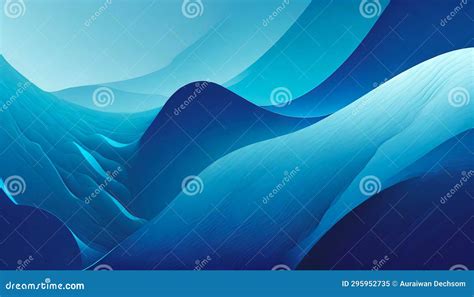 Abstract Blue Background With Smooth Lines And Waves Ai Generated Stock Illustration