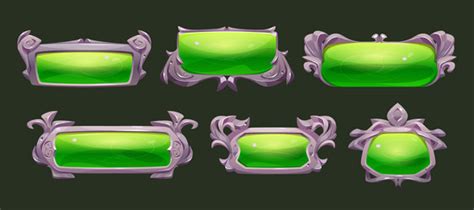 Medieval Game Menu Frames Ui Elements Buttons Vector Image