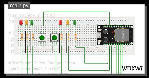 Traffic Lights Without Emergency Wokwi Esp32 Stm32 Arduino Simulator