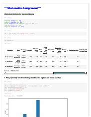 Mcdonald Assignment by Calvin.pdf - *Mcdonalds Assignment* Statistical ...