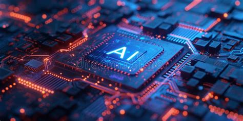 Ai Chip On Futuristic Circuit Board With Glowing Connections Stock Illustration Illustration
