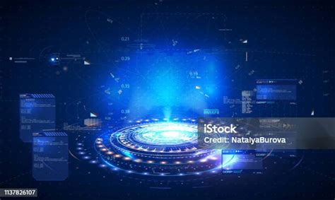미래 홀로그램 당신의 Hud Gui Ui 스타일 디자인에 대 한 레이아웃 미래의 공상 과학 사용자 인터페이스 밖으로 미래 벡터