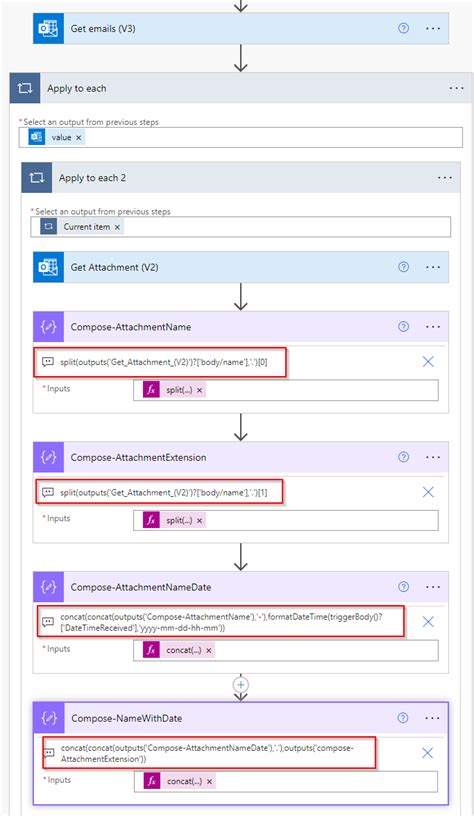 rename a mail s attachment with the mail receive t power platform