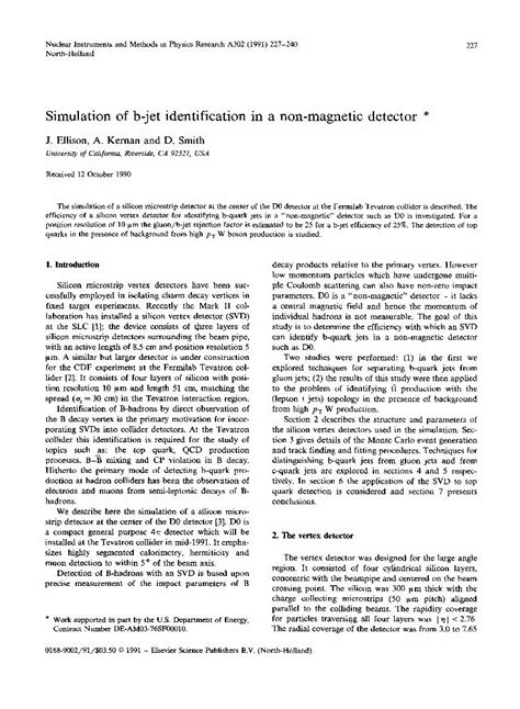 Pdf Simulation Of B Jet Identification In A Non Magnetic Detector