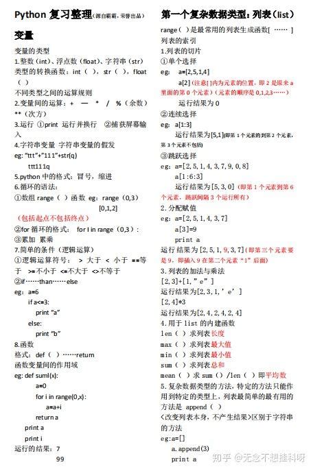 全套python复习资料：重点总结 题库，助你一天复习完python，高分通过python！ 知乎