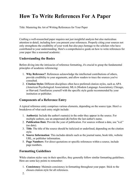 How To Write References For A Paper Pdf