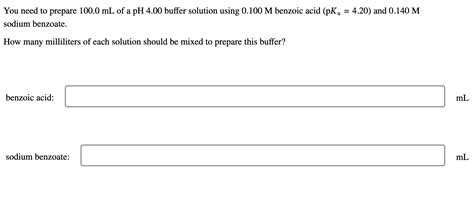 Solved You Need To Prepare 100 0mL Of A PH4 00 Buffer Chegg Com