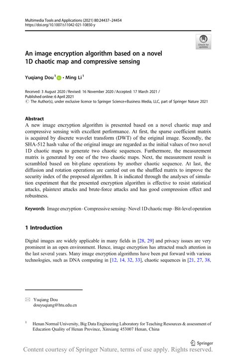 An Image Encryption Algorithm Based On A Novel 1d Chaotic Map And