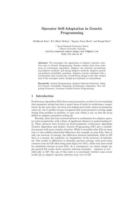 Pdf Operator Self Adaptation In Genetic Programming