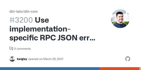 Use Implementation Specific RPC JSON Error Codes Issue Dbt Labs Dbt Core GitHub