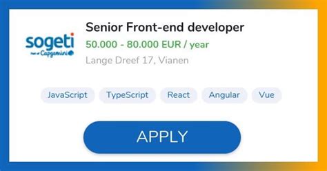 Senior Front End Developer 💰 50000 80000 Eur Rdevitjobsnl