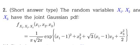 Solved 2 Short Answer Type The Random Variables X1x2 An