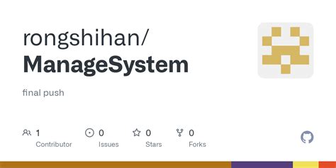 Github Rongshihanmanagesystem Final Push