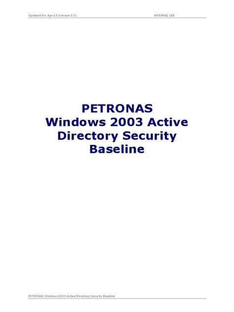 D30 Windows 2003 Active Directory Security Baselines Pdf Active