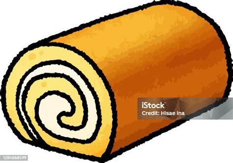 음식 일러스트 소재 플레인 롤 케이크의 손으로 그린 벡터 일러스트레이션 건강에 좋지 않은 음식에 대한 스톡 벡터 아트 및 기타 이미지 건강에 좋지 않은 음식 그리기