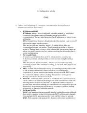 3 2 Network Configuration Model Docx 3 2 Configuration Activity IT 200 1 Define The