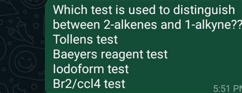 Which Test Is Used To Distinguish Between 2 Alkenes And 1 Alkynetollen