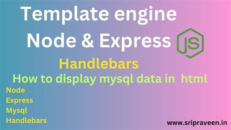 Handlebar Template Engine In Node And Express And Mysql Nodejs Expressjs Handlebar Mysql Youtube