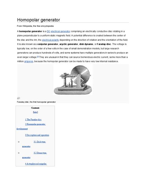 Homopolar Generator Pdf Electric Generator Force