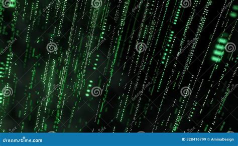 Illustration of a Hightech, Futuristic, and Digitally Animated Green Matrix Code Raining ...