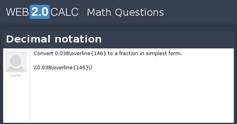 View Question Decimal Notation