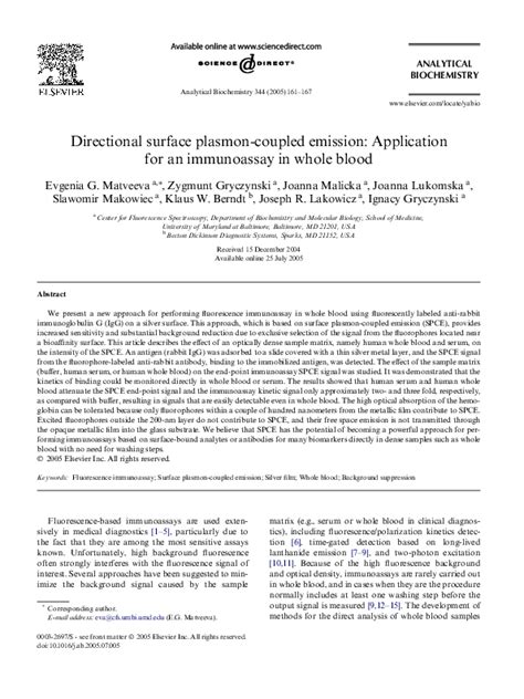 Pdf Directional Surface Plasmon Coupled Emission Application For An