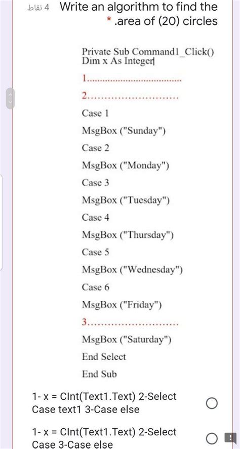 Solved blö4 Write an algorithm to find the area of 20 Chegg com