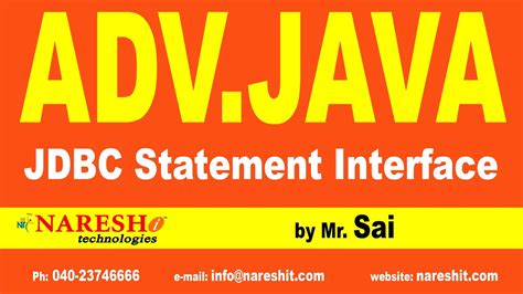 Jdbc Statement Interface Part 1 Advanced Java Training Tutorial Mr Sai Youtube