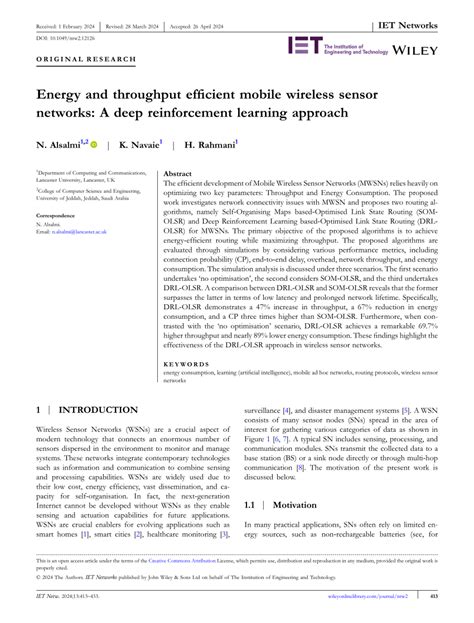 Pdf Energy And Throughput Efficient Mobile Wireless Sensor Networks A Deep Reinforcement